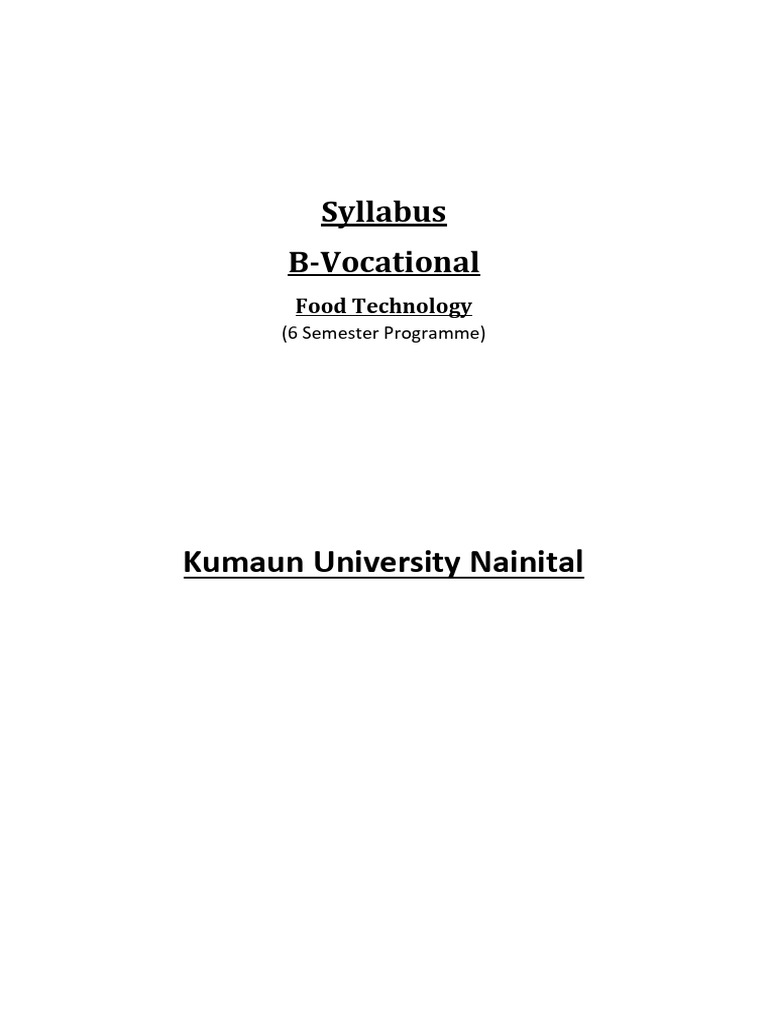 B.voc. in Food Technology | PDF | Food Preservation | Foods