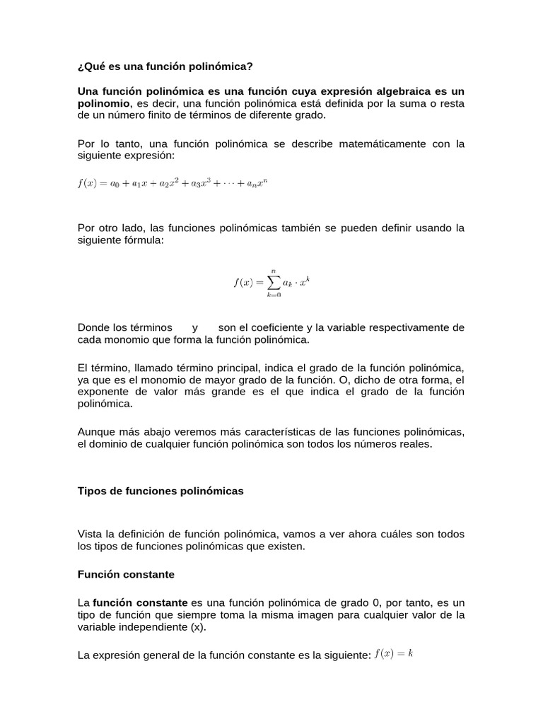 U2 - A3 Funciones Polinomiales y Racionales | PDF