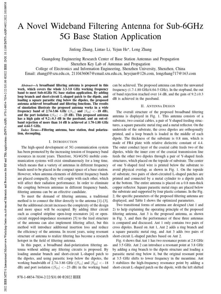 A Novel Wideband Filtering Antenna For Sub-6GHz 5G Base Station ...
