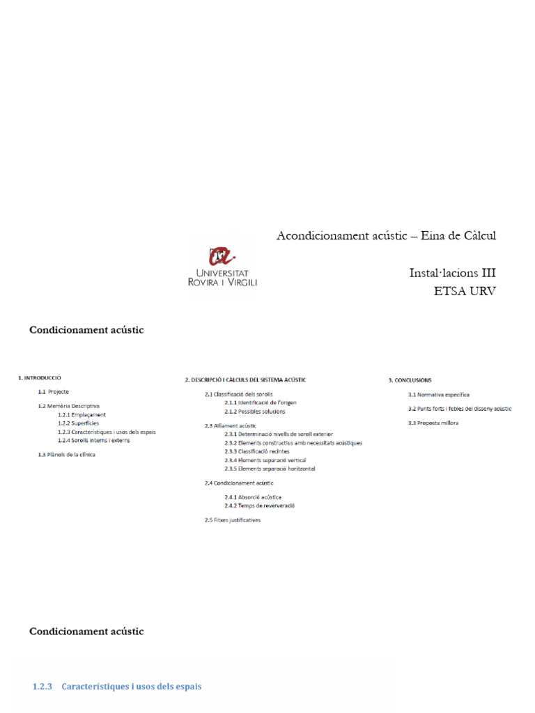 Acondicionament Acústic - Eina de Càlcul | PDF
