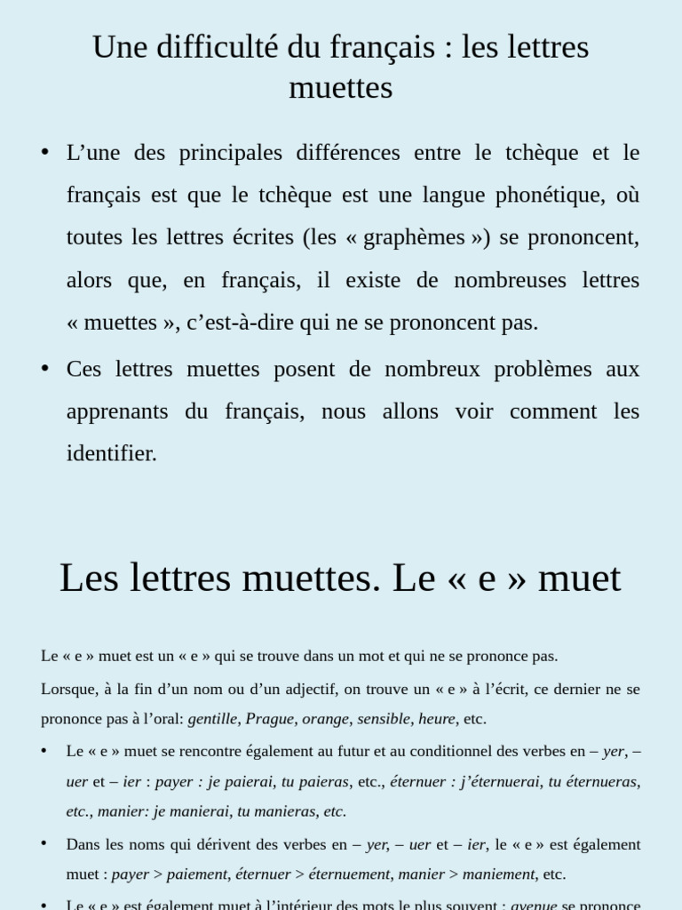 Cours Lettres Muettes Et Liaisons | PDF