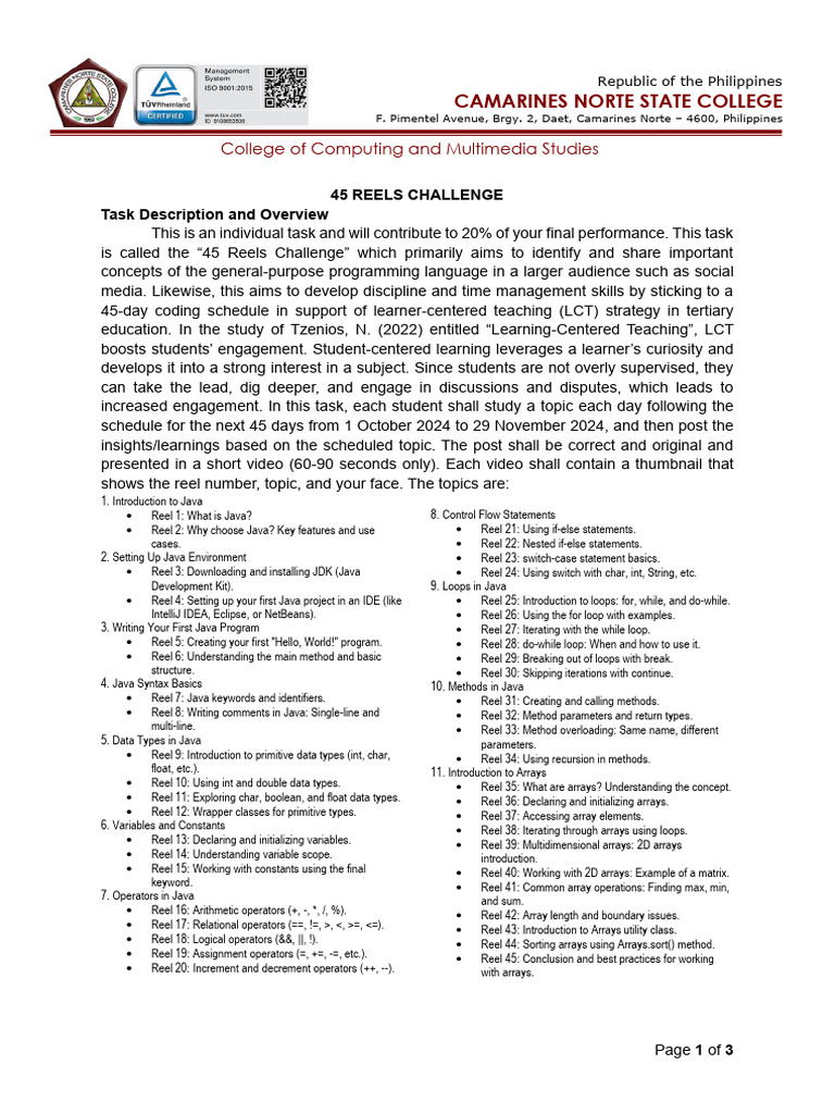 45 Reels Challenge | PDF