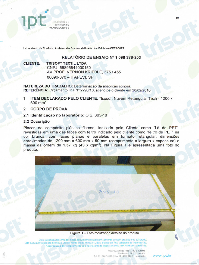 Absorção Sonora - Nuvem Retangular Tech 1200 X 600 | PDF