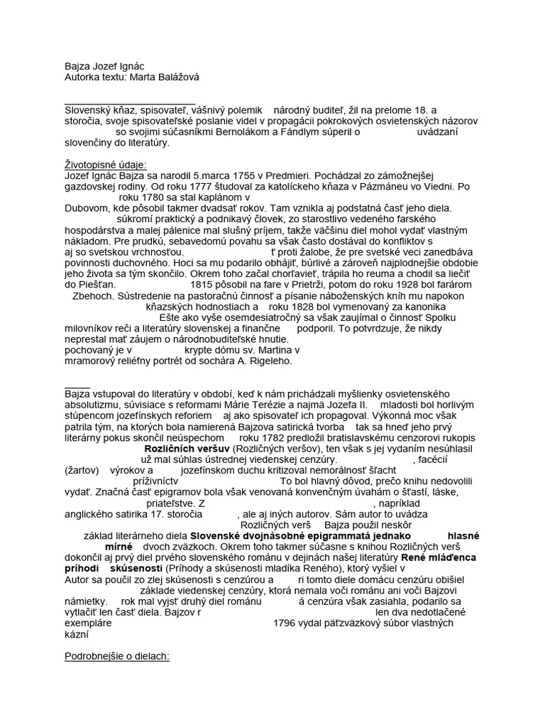 Jozef Ignac bajza.4NoT | PDF