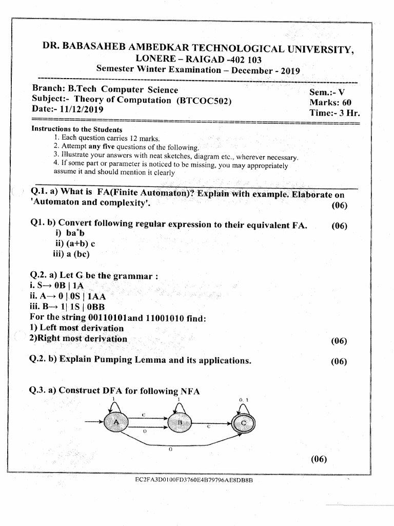 Theory of Computation ALL PYQ (Pran Tehare) | PDF | Applied Mathematics | Teaching Methods ...