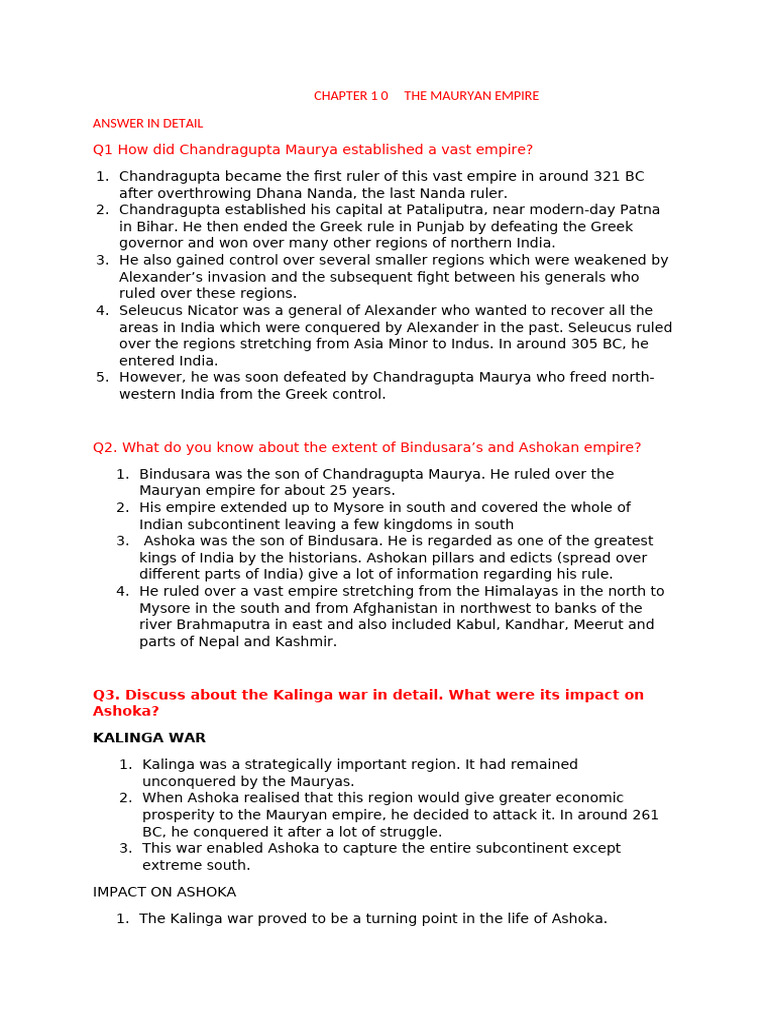 Notes - The Mauryan Empire | PDF | Ashoka | History