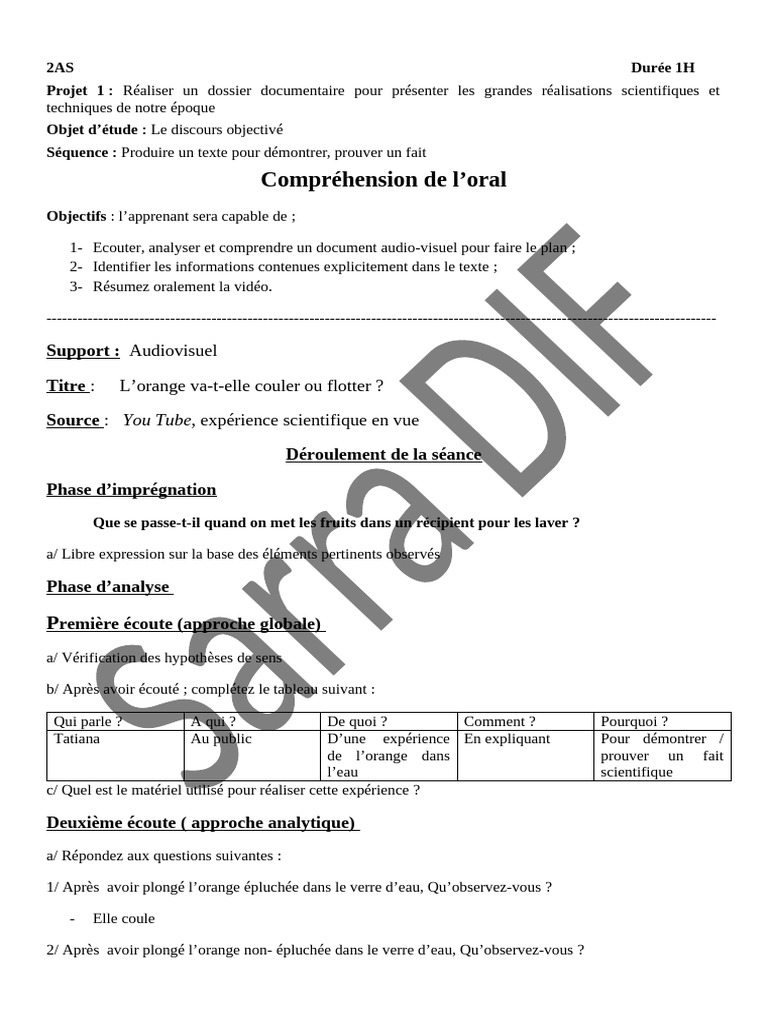 2AS CO Projet 1 Séq 2 | PDF
