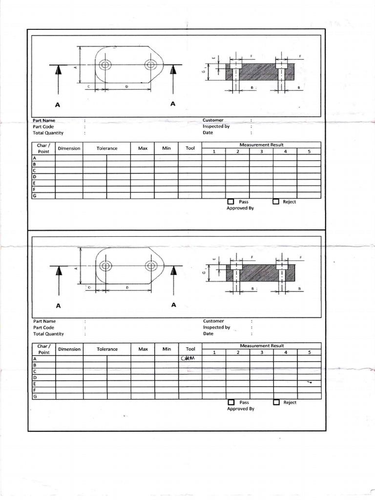 Borang Pengukuran Benda CMM A | PDF