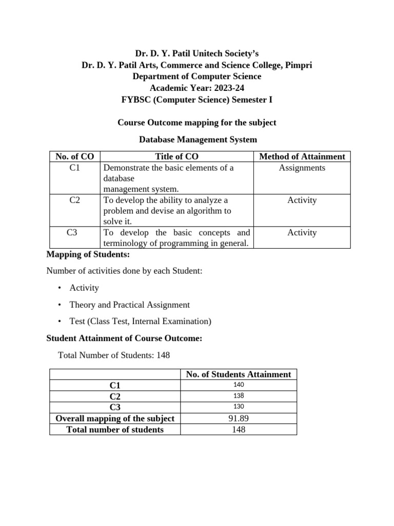 WT CO Mapping Report | PDF