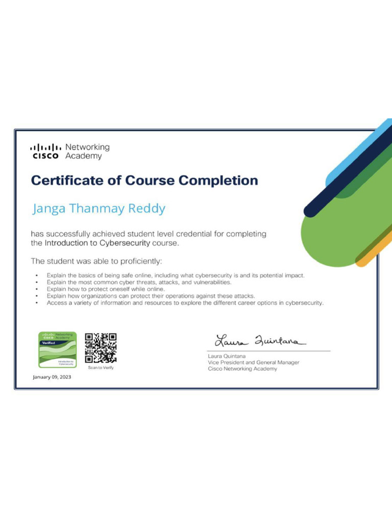 Cyber Security Course Completion Certificate | PDF