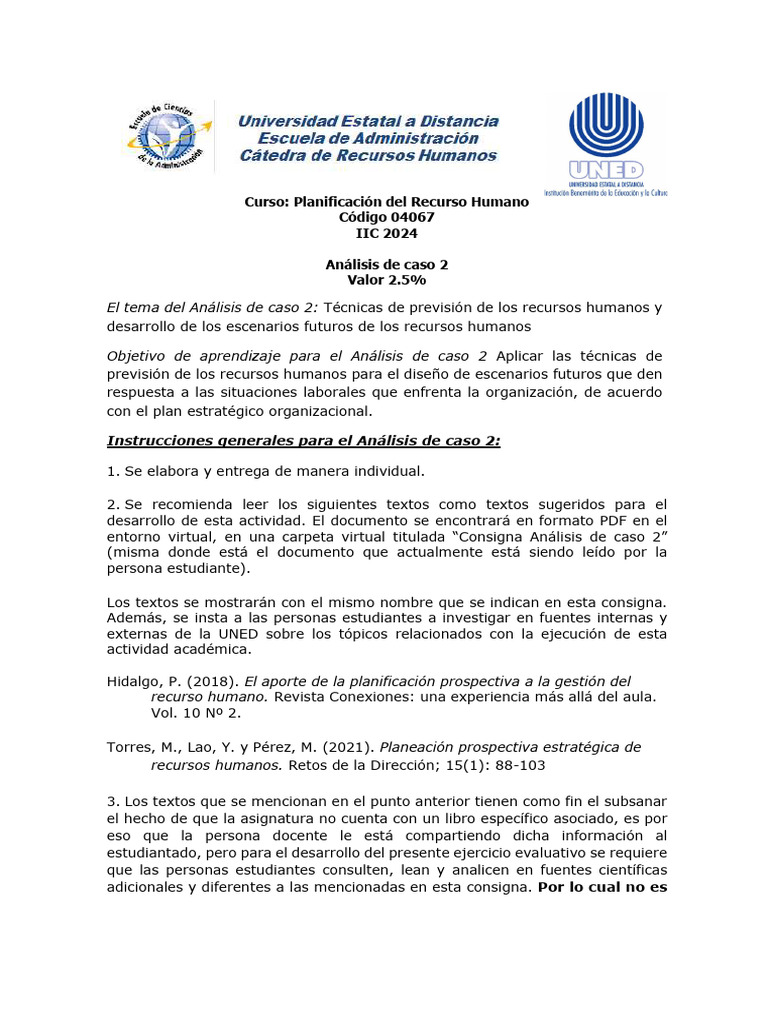 Consigna Análisis de Caso 2 Planificación Del RRHH 2C 2024 | PDF