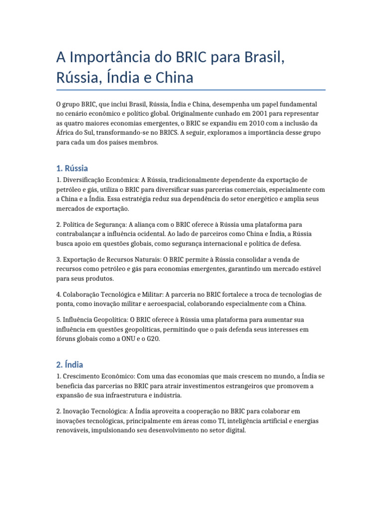 Importancia_do_BRIC | PDF