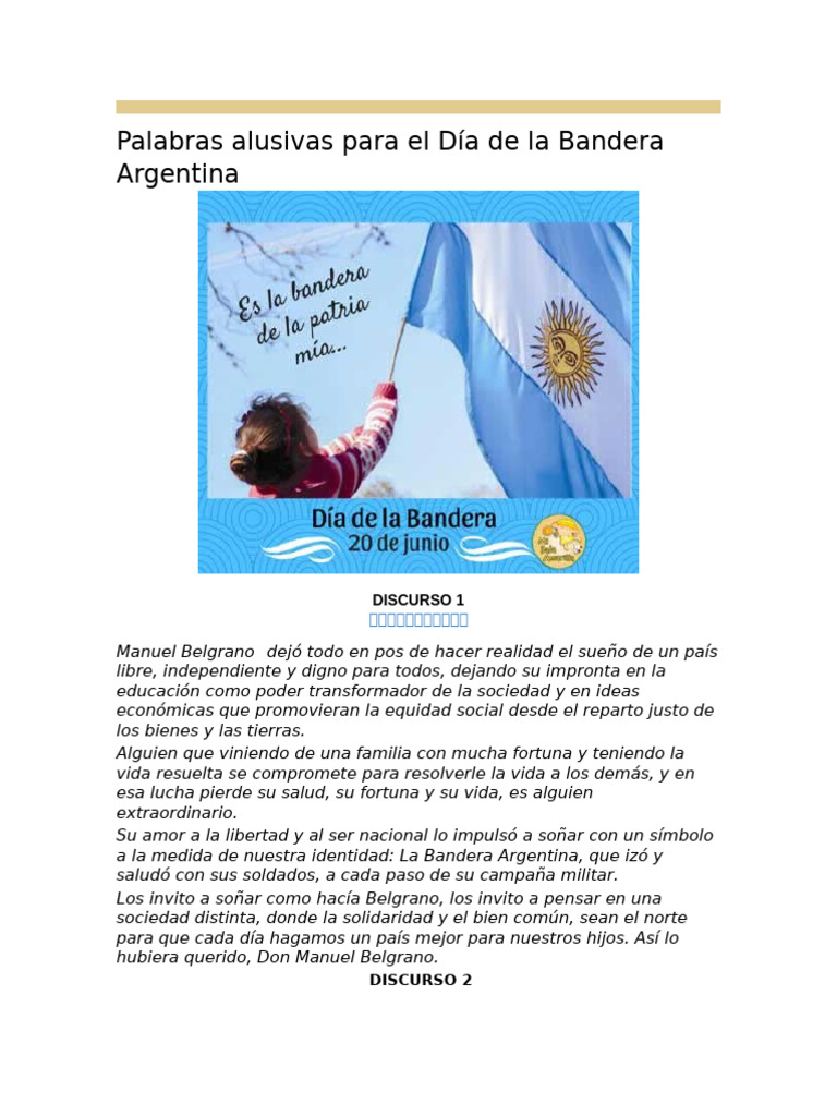 palabras alusivas 20 junio | PDF