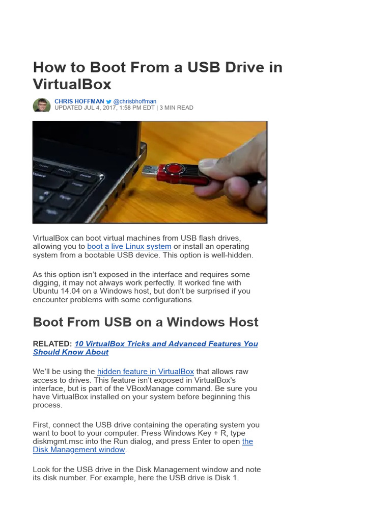 How To Boot From A USB Drive in VirtualBox | PDF | Booting | Computing ...