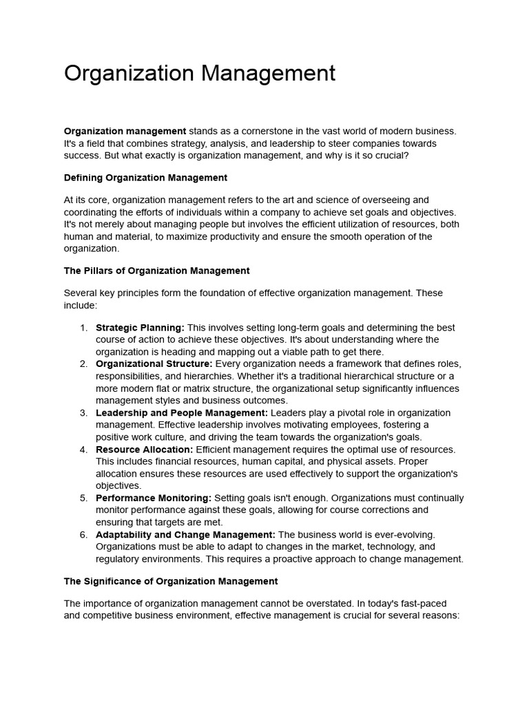 Organization Management | PDF