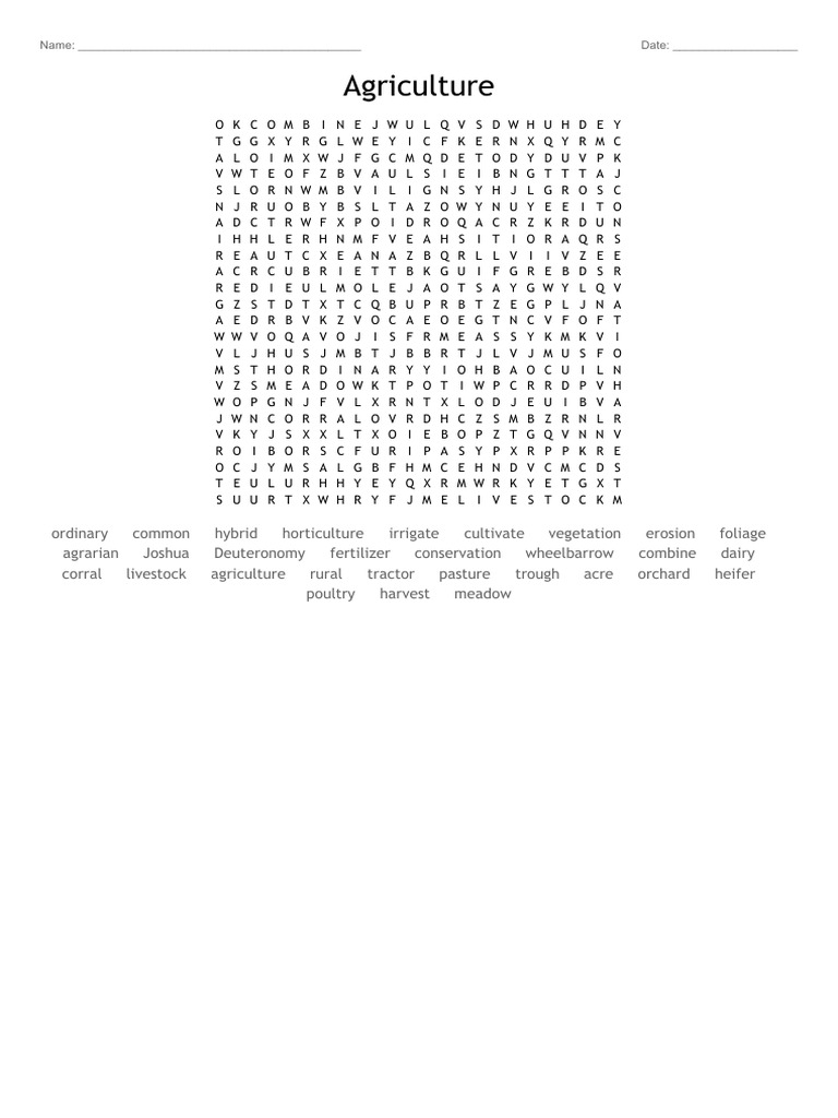 WORD SEARCH - Agriculture | PDF