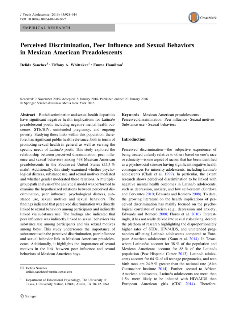 Perceived Discrimination, Peer | PDF