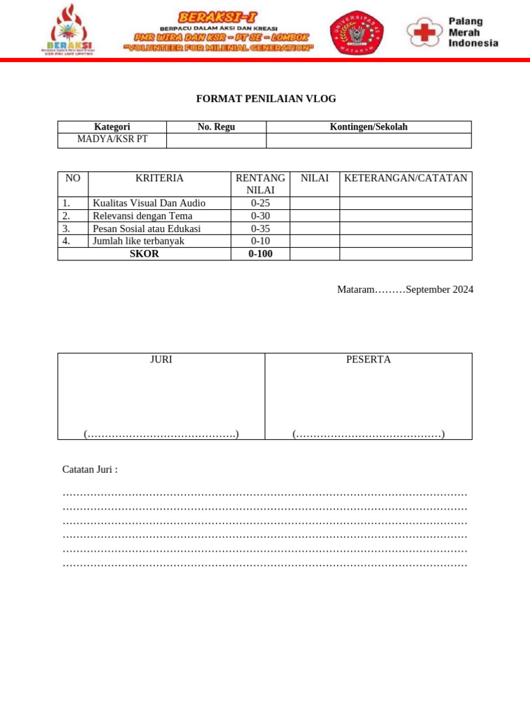 Format Penilaian Vlog | PDF