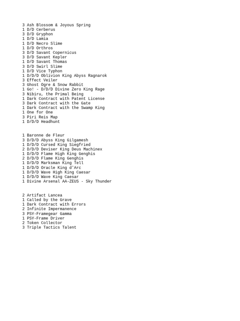 D - D - D Different Dimension Demons Deck YUGIOH | PDF