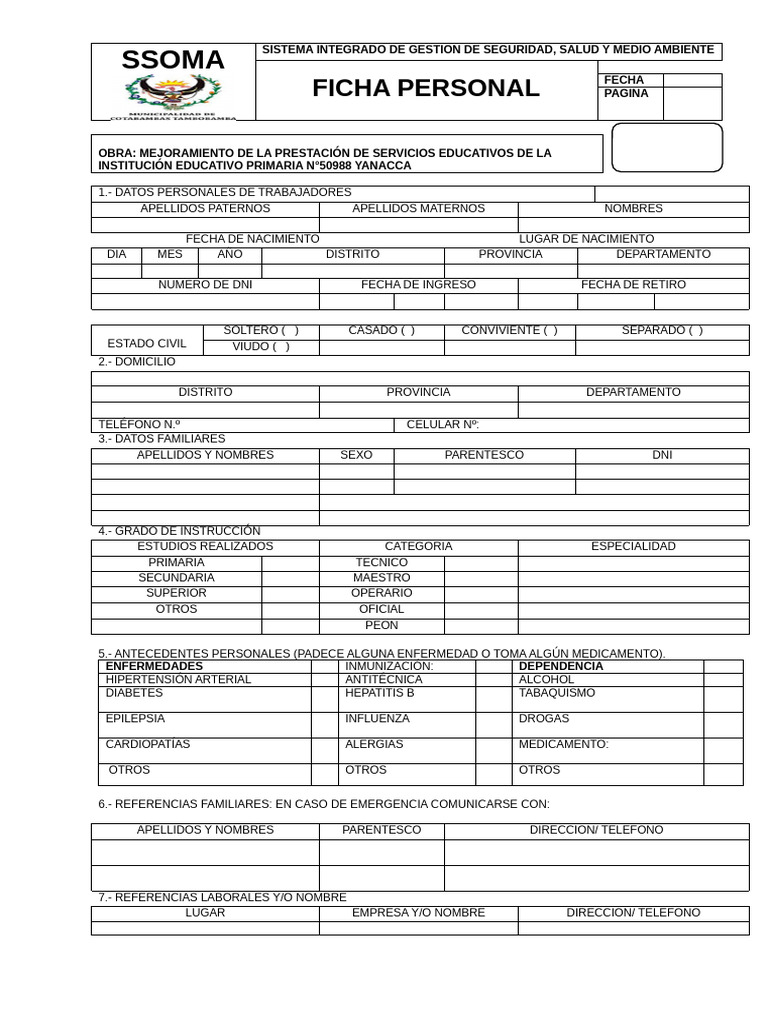 FICHA PERSONAL (2) | PDF