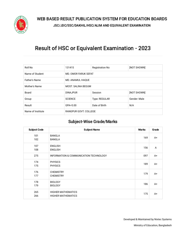 Web Based Result Publication System for Education Boards | PDF