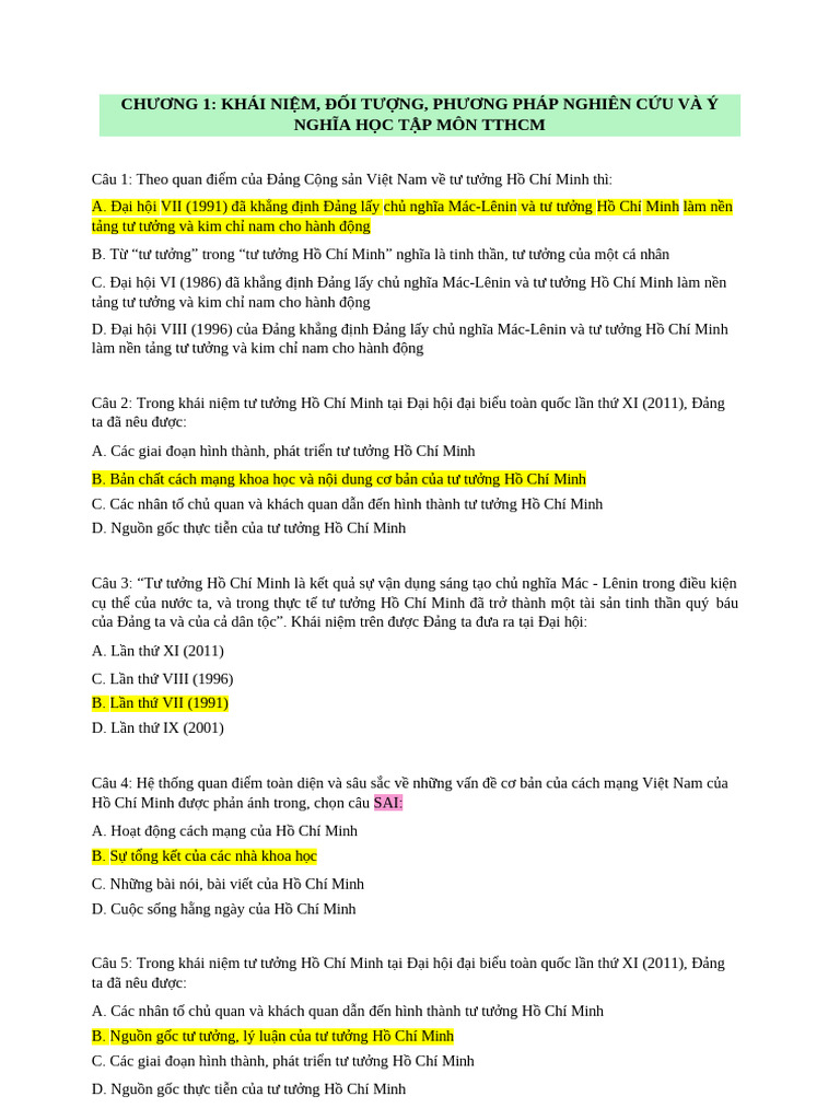 Chương 1 TTHCM | PDF