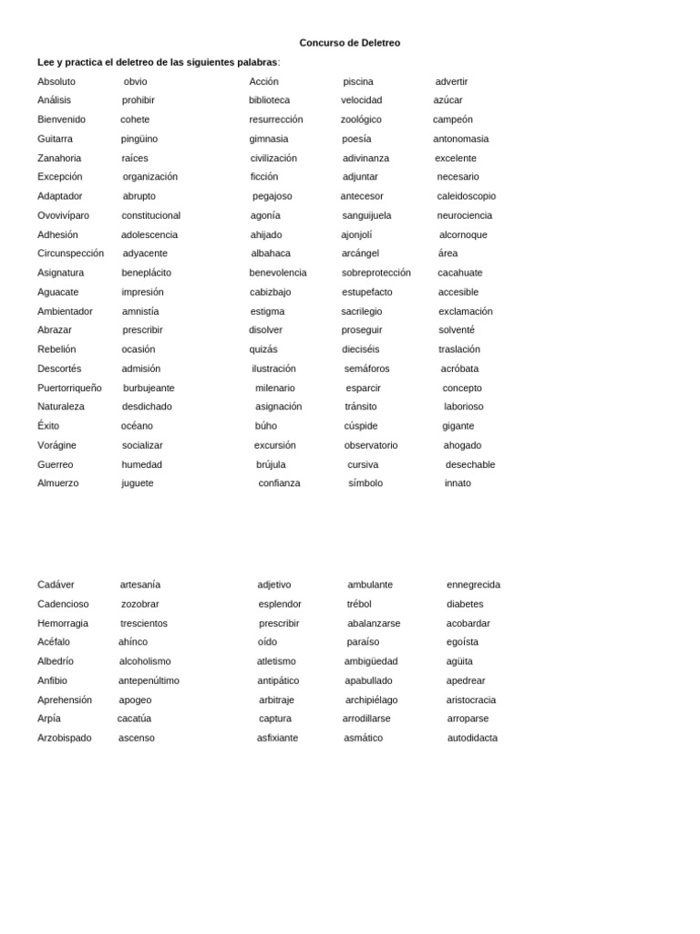 Concurso de Deletreo | PDF