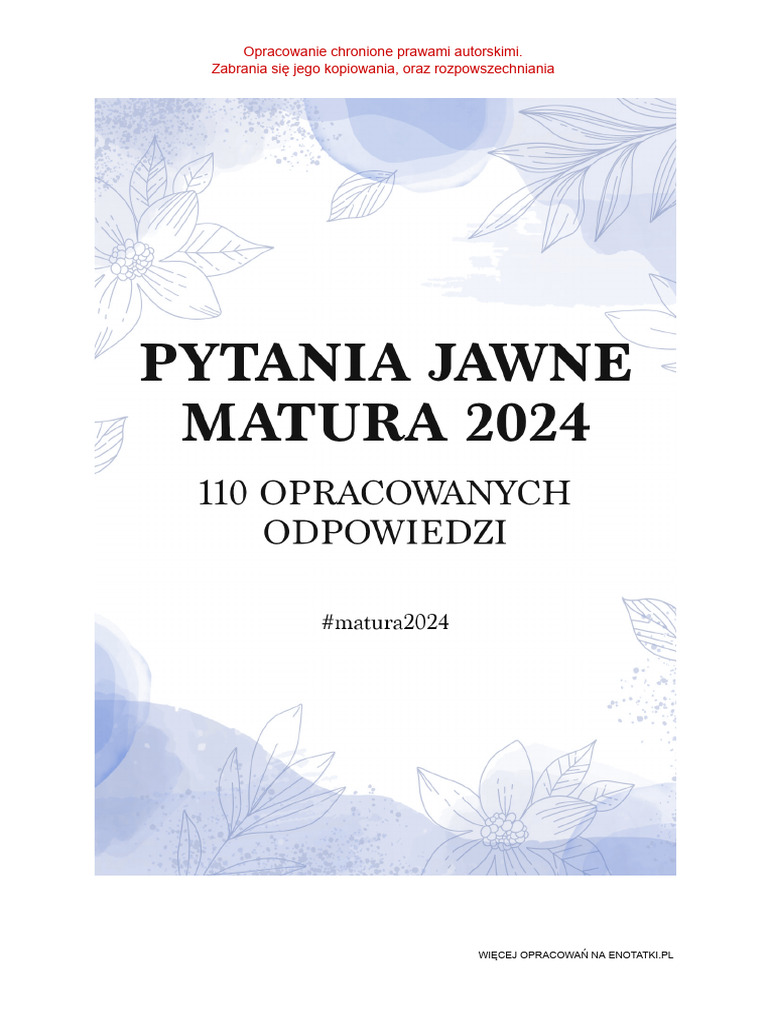 Pytania Jawne Matura 2024 Wersja 29.04.2024.docx Mjj7i4 | PDF