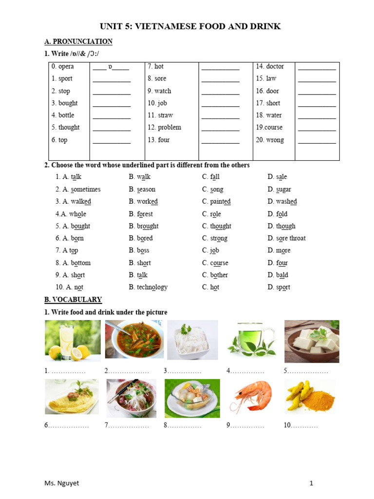 Unit 5 Vietnamese Food and Drink | PDF