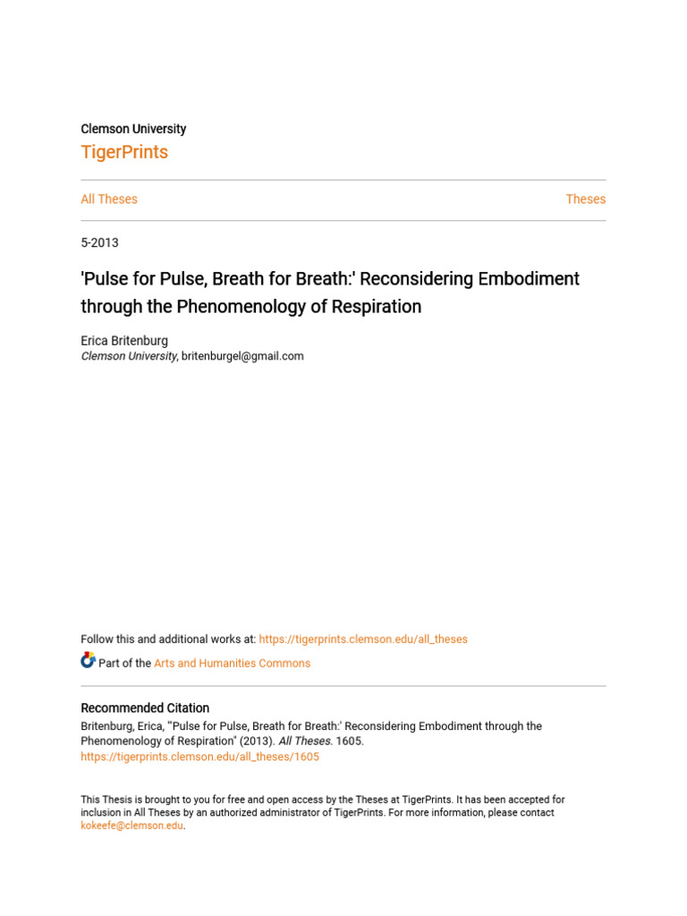 Pulse For Pulse Breath For Breath - Reconsidering Embodiment TH | PDF ...