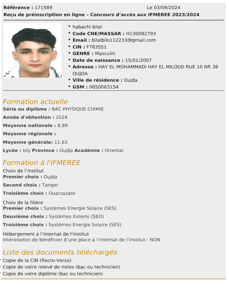 Recu Ifmeree Bilal | PDF