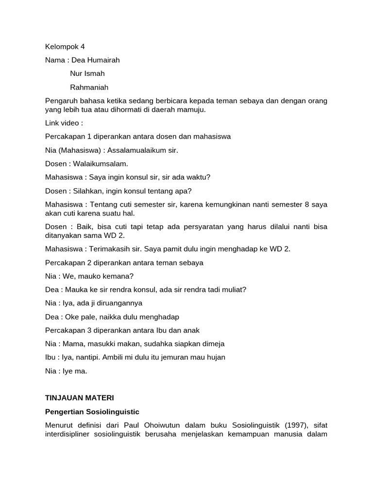 Final-Sosiolinguistic Group 4 | PDF