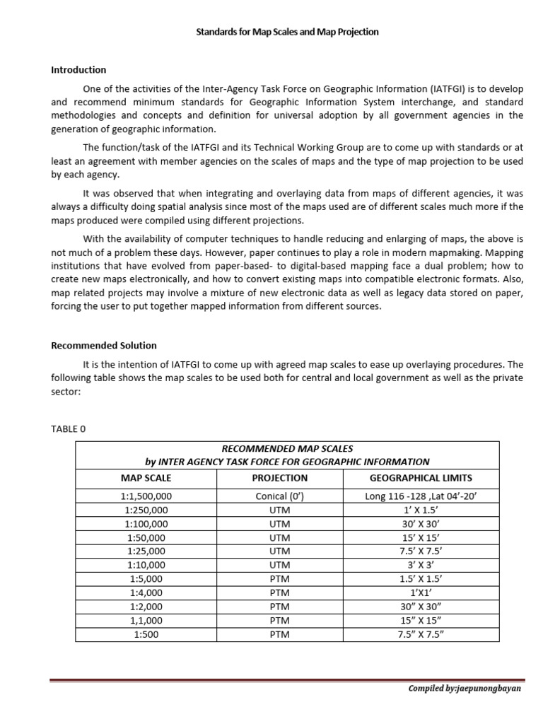 Standards For Map Scales and Map Projection | PDF