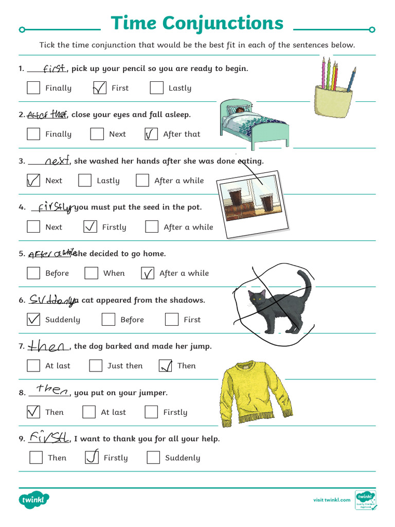 T e 1680257210 Time Conjunctions Paper Quiz - Ver - 1 | PDF