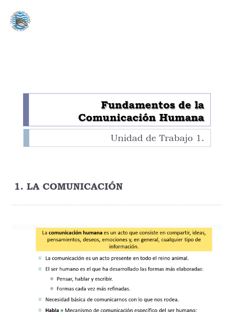 UT 1 Fundamentos de La Comuncaci N Presentaci N | PDF