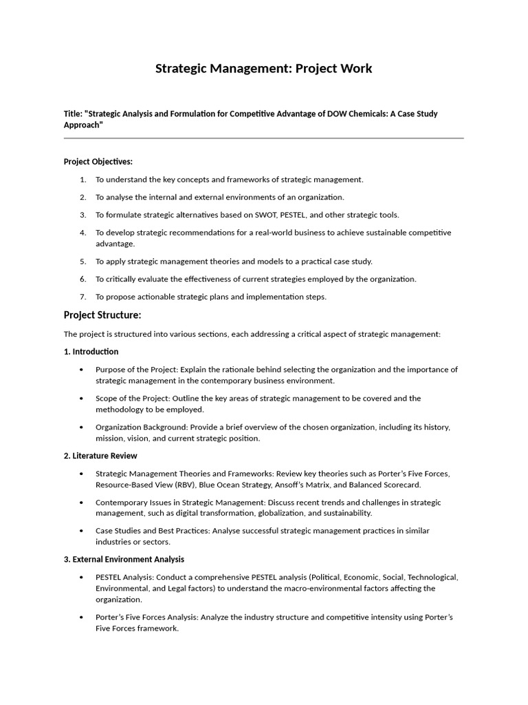 Strategic Management Project Sep 2024 | PDF