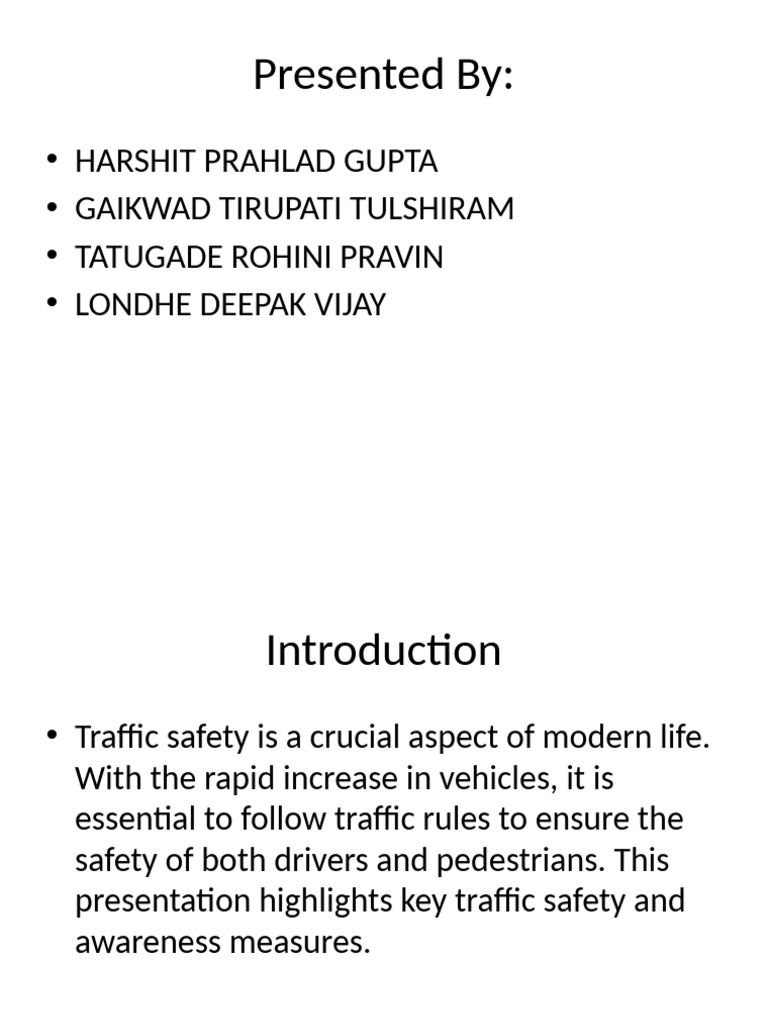 Updated Traffic Safety Awareness Presentation | PDF