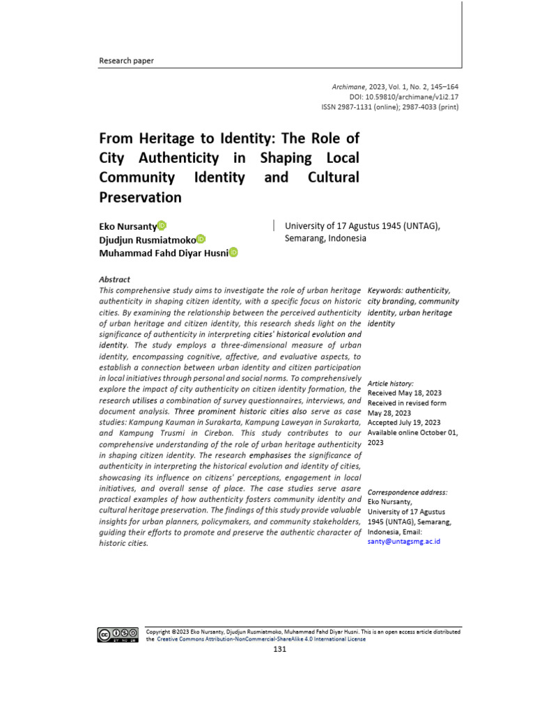 From Heritage To Identity The Role of City Authent | PDF