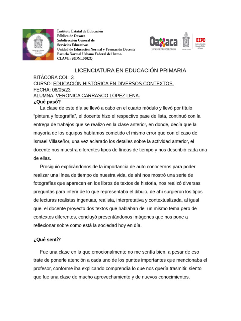 Bitacora Col 3 | PDF