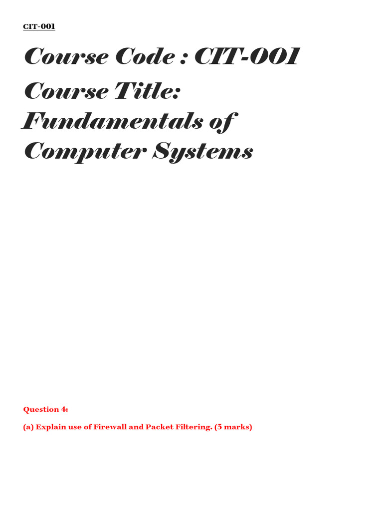 Cit-001 Assignment | PDF