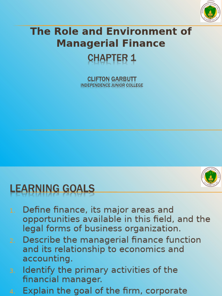 CHPT 1 - Finance | PDF