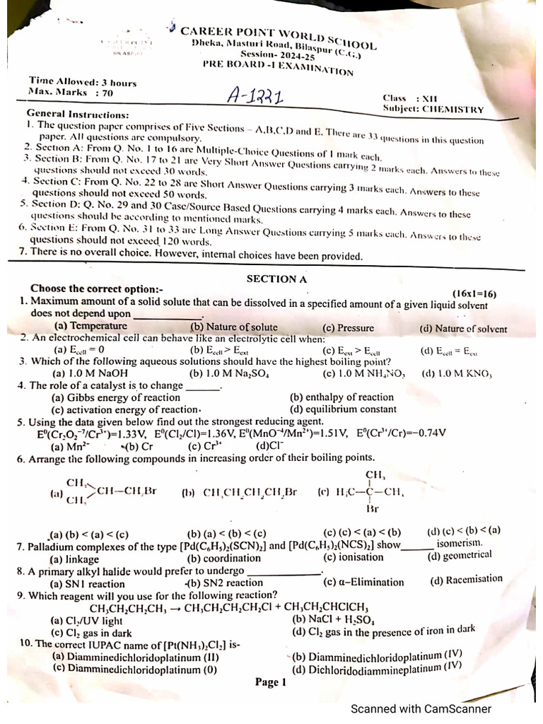 Cpws Chemistry ppr | PDF
