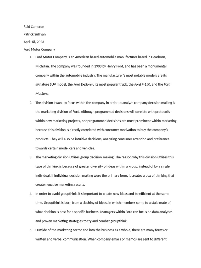 MGMT Project B Cameron Sullivan | PDF