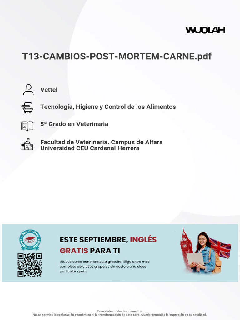 Wuolah Free T13 CAMBIOS POST MORTEM CARNE | PDF