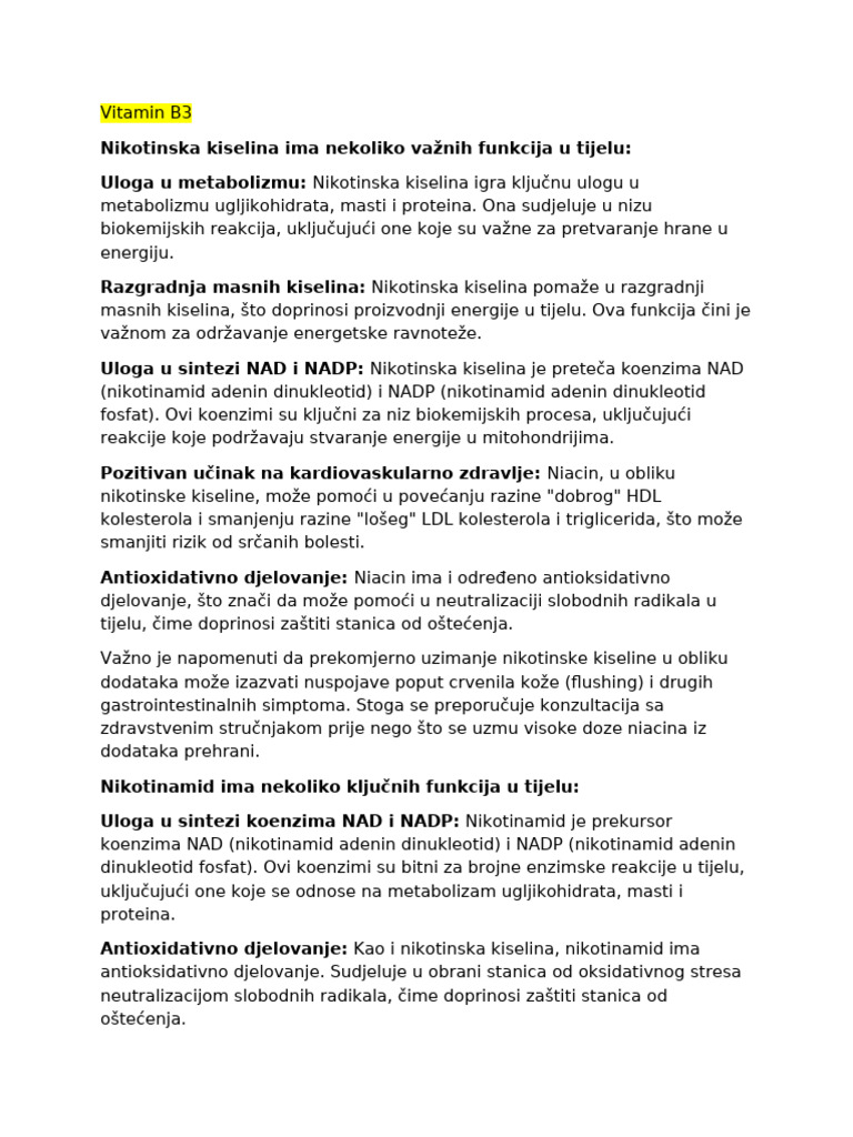 Vitamin B3 Teze | PDF