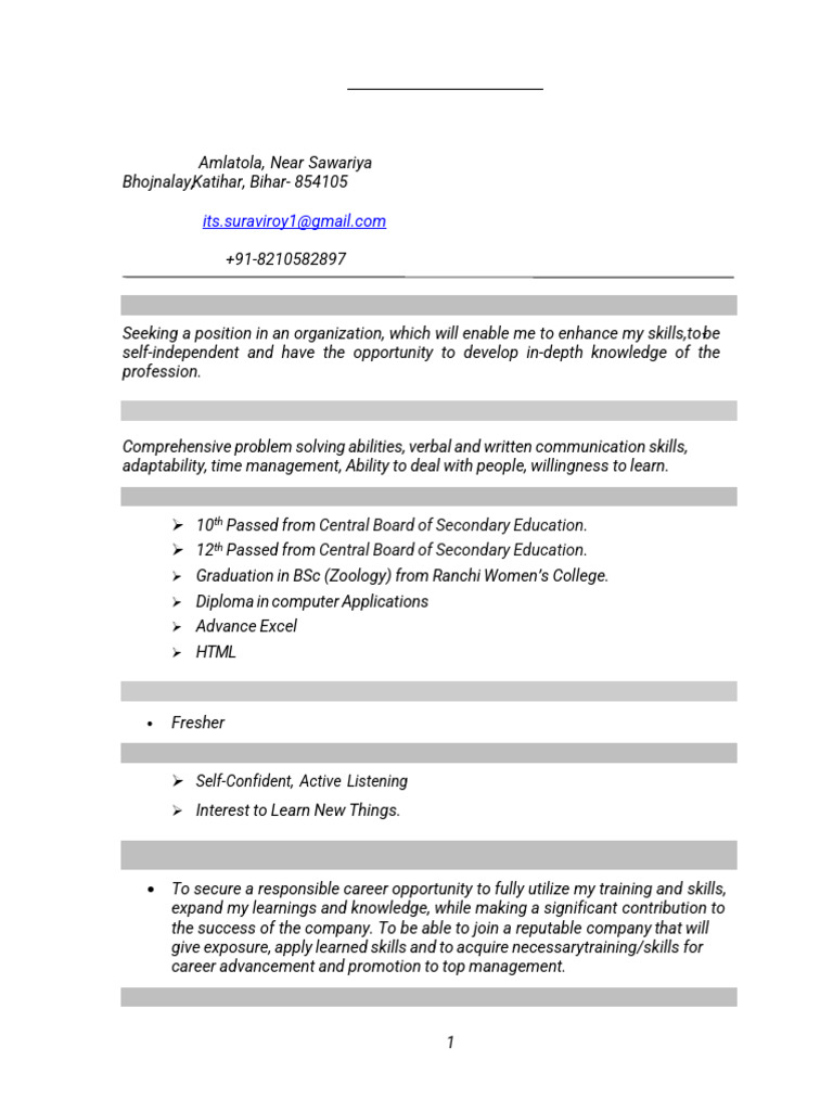 Suravi Roy (CV) | PDF