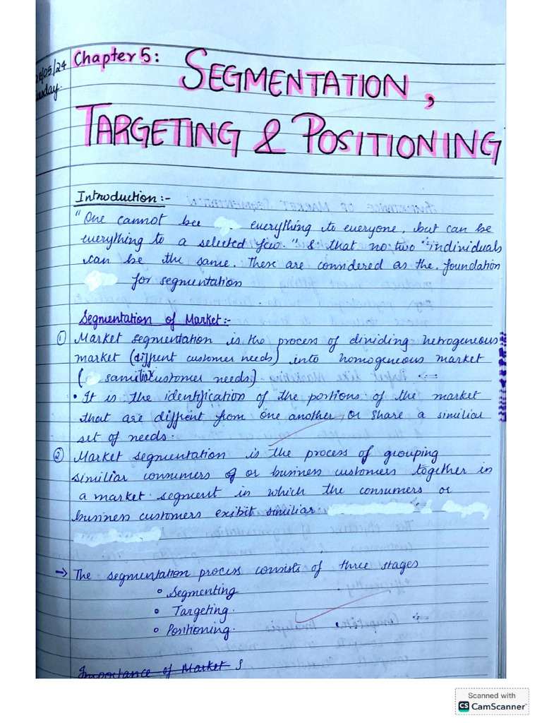 Marketing Notes Segmentation Targeting And Targeting Pdf