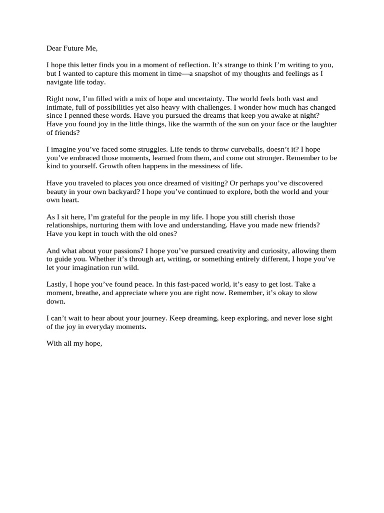 Letter To My Future Self | PDF | Poetry