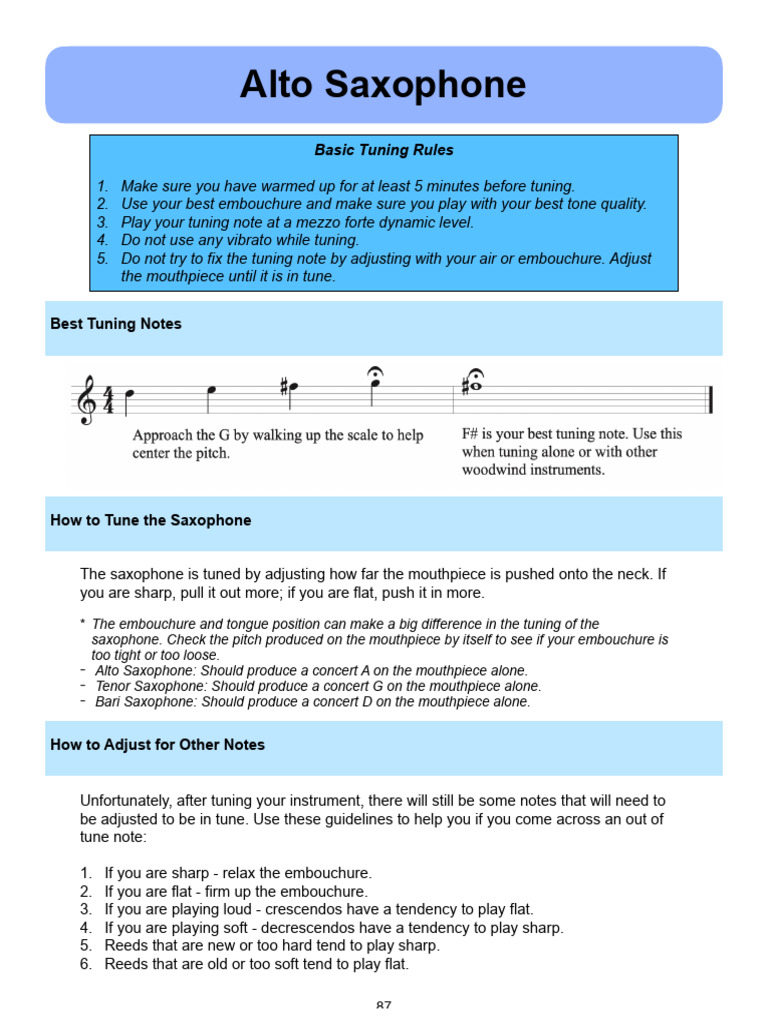 Alto Sax Tuning | PDF
