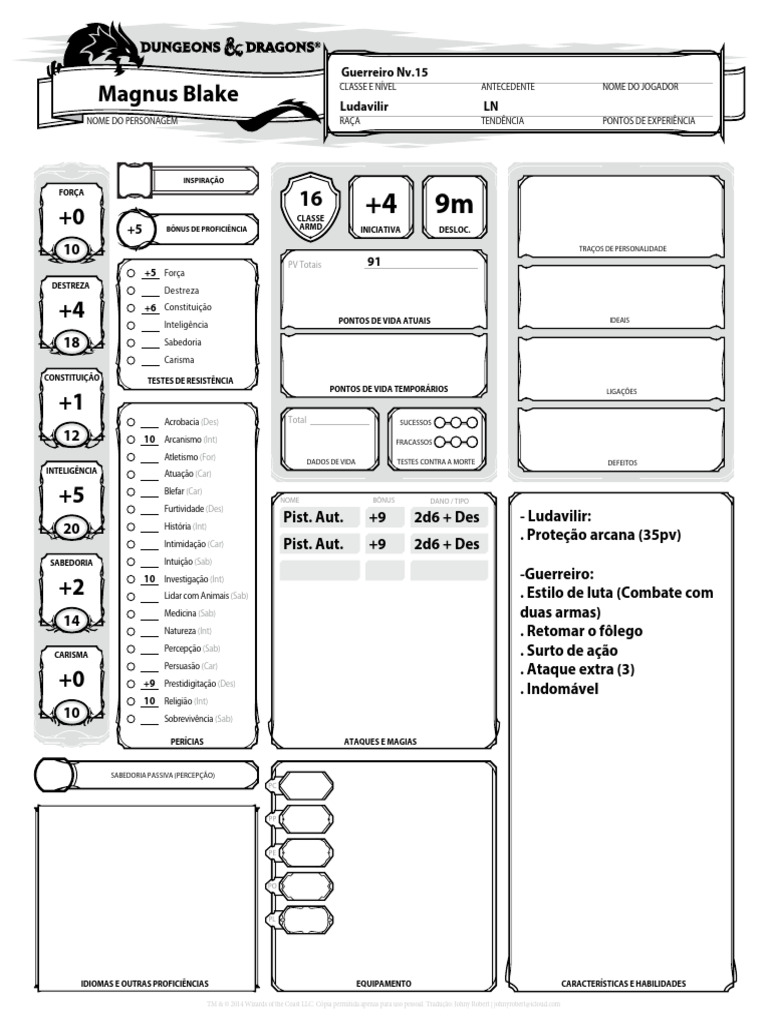 Ficha Magnus Blake | PDF